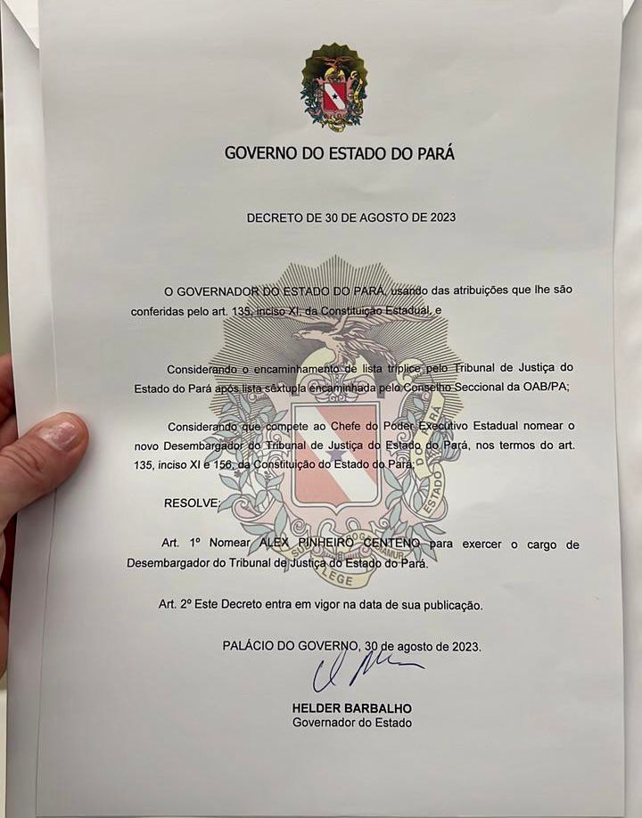Alex Centeno nomeado desembargador do TJPA - Uruá-Tapera
